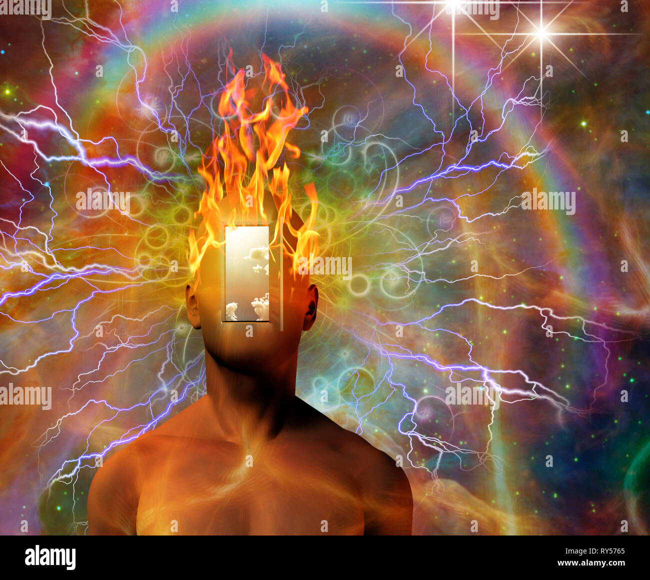 Burning mind in cosmic space Stock Photo - Alamy