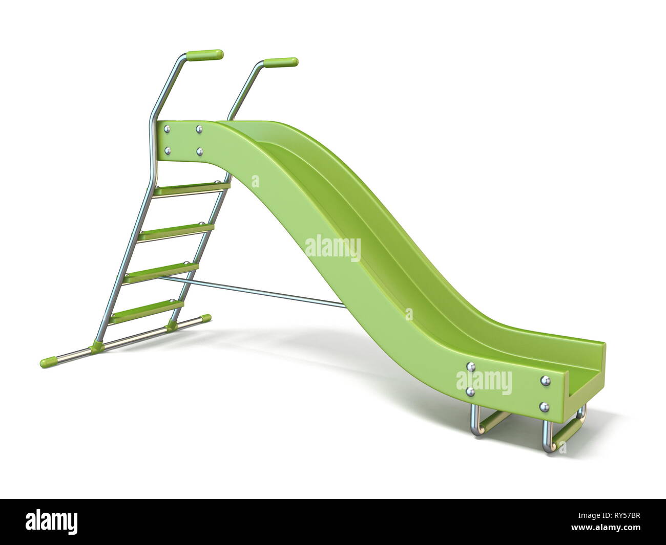 Green children slide 3D render illustration isolated on white ...
