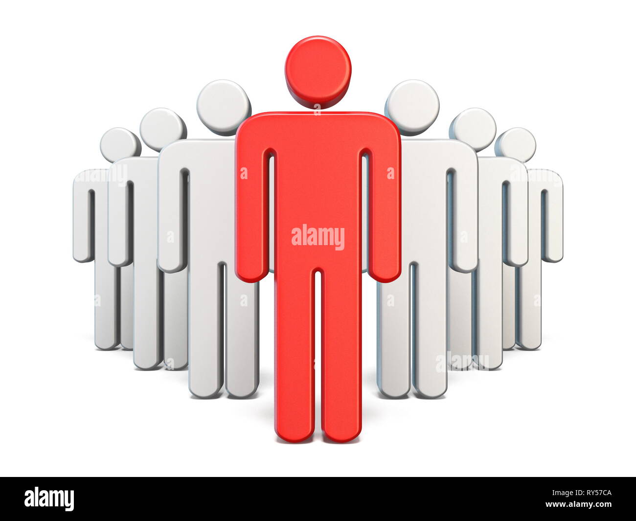 Team with red leader 3D render illustration isolated on white ...