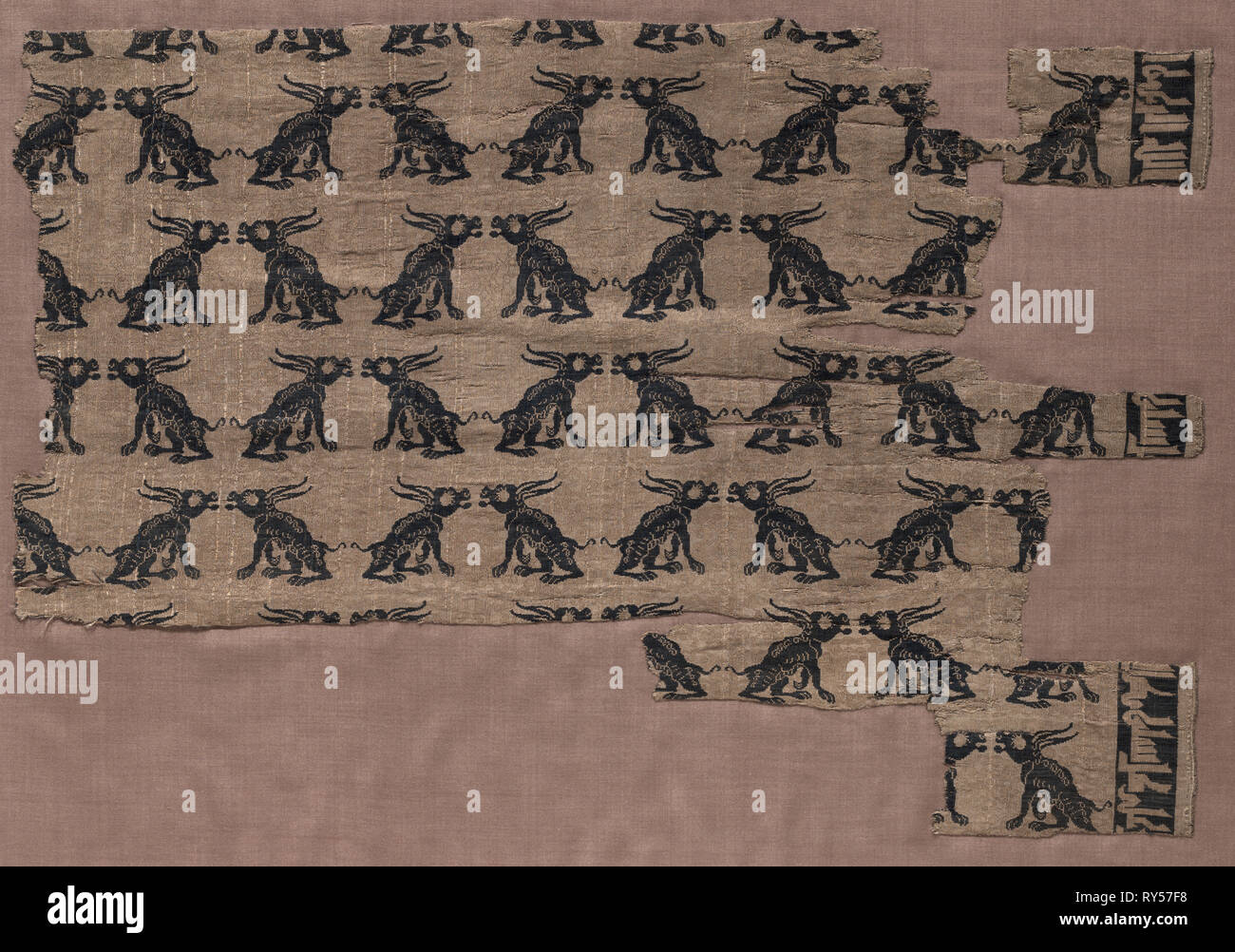 Fragment with Rows of Confronted Rabbits, 900s. Iran or Iraq ?, Buyid ...