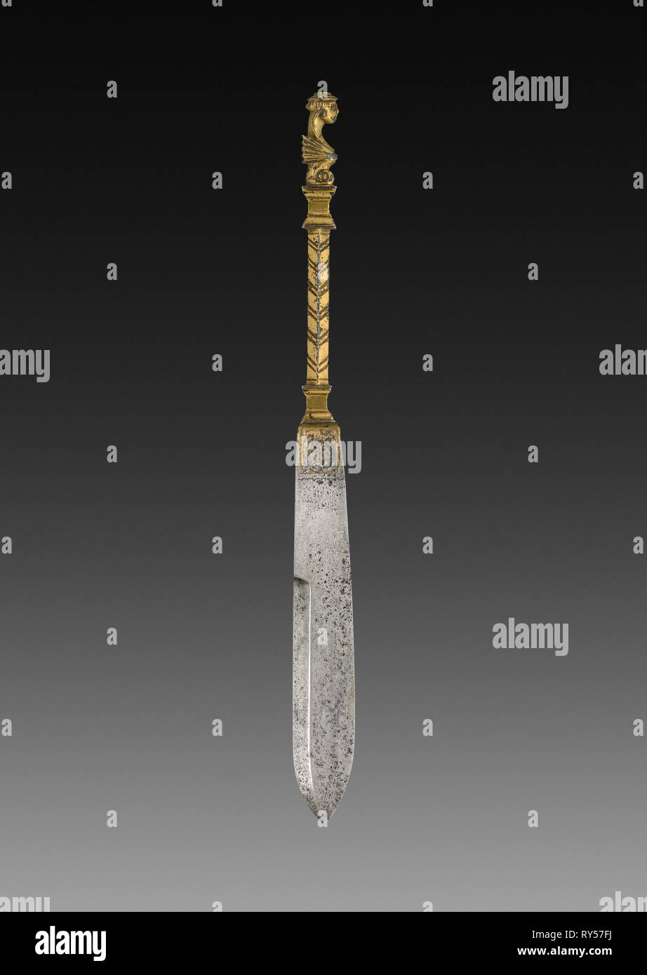 Table Knife, c. 1500. Flanders, 16th century. Gilt bronze and steel ...