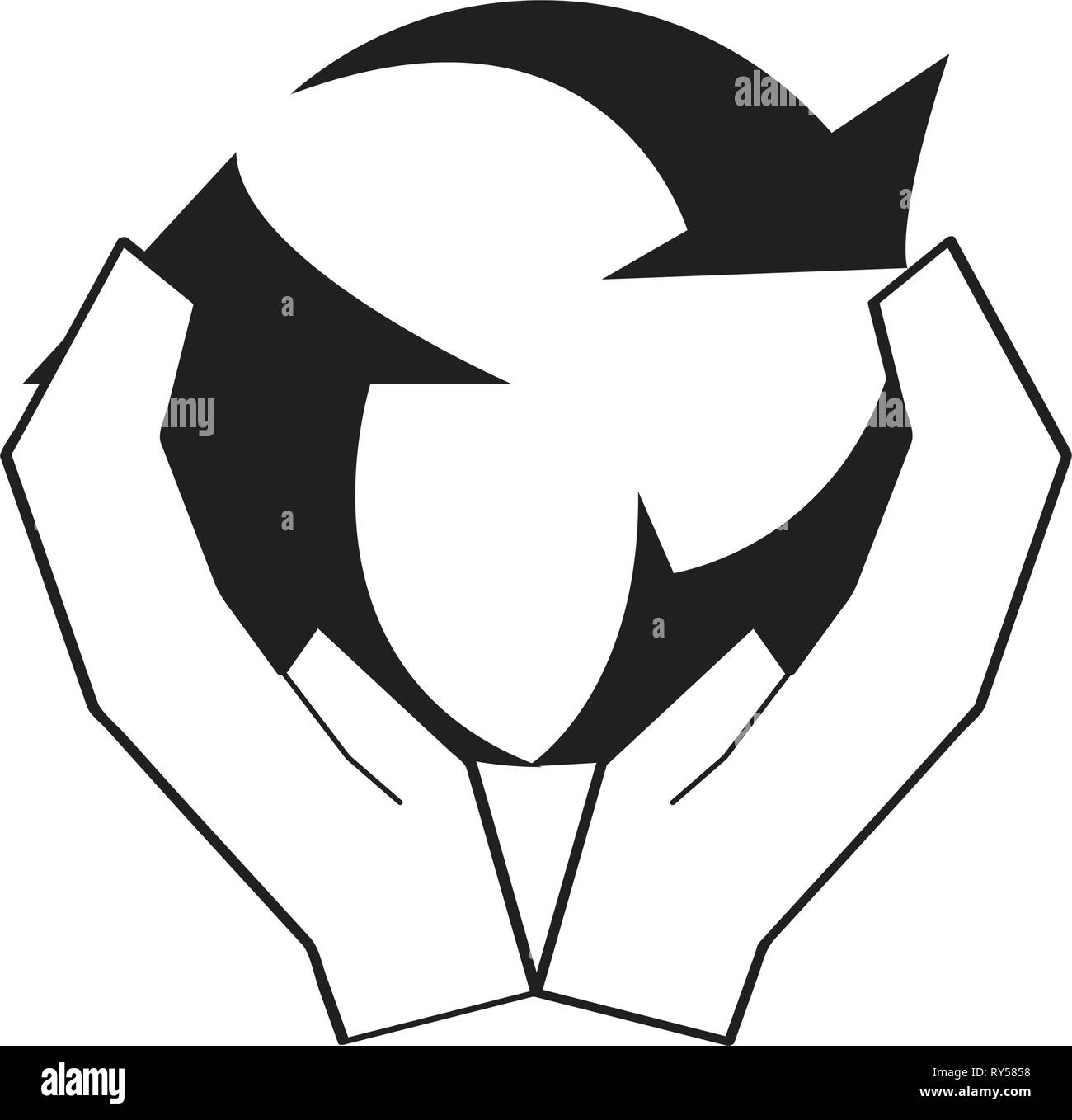 Recycling symbol silhouette into the hands Stock Vector Image & Art - Alamy