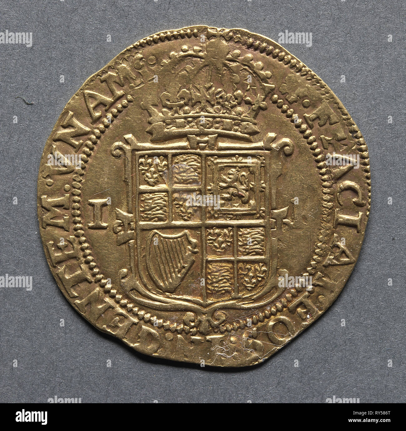 Unite (reverse), 1613-1615. England, James I, 1603-1625. Gold Stock ...