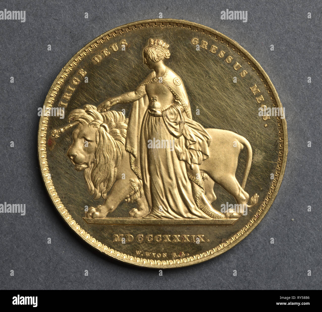 Five Pounds (reverse), 1839. William Wyon (British). Gold Stock Photo ...