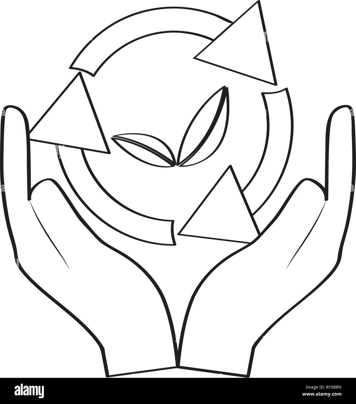 Leaves outline in recycling symbol Stock Vector Image & Art - Alamy