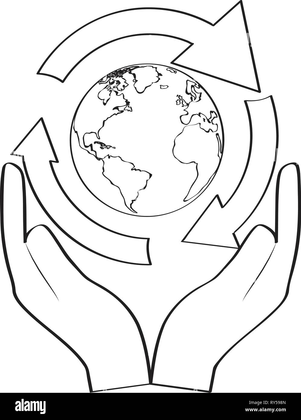 World outline in a recycling symbol Stock Vector Image & Art - Alamy