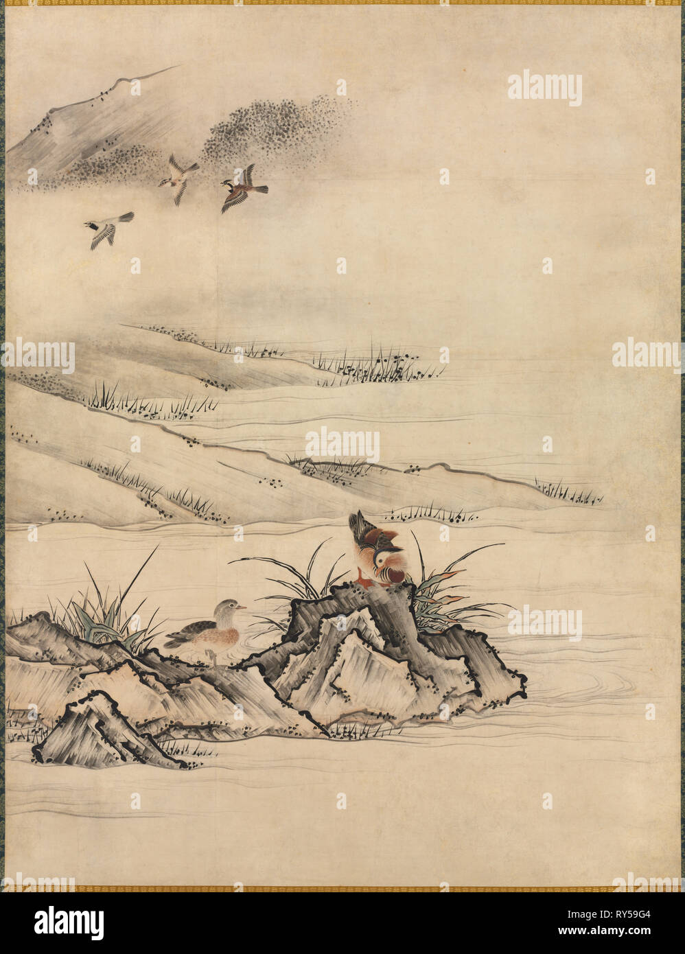 Flowers and Birds in a Spring Landscape, 1500s. Attributed to Kano ...