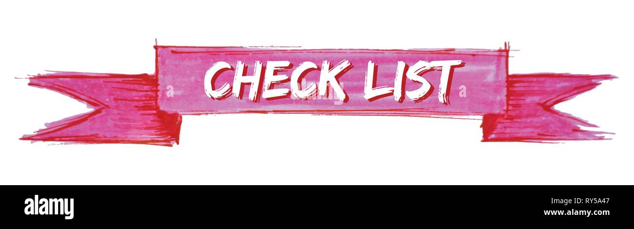 check list hand painted ribbon sign Stock Vector Image & Art - Alamy