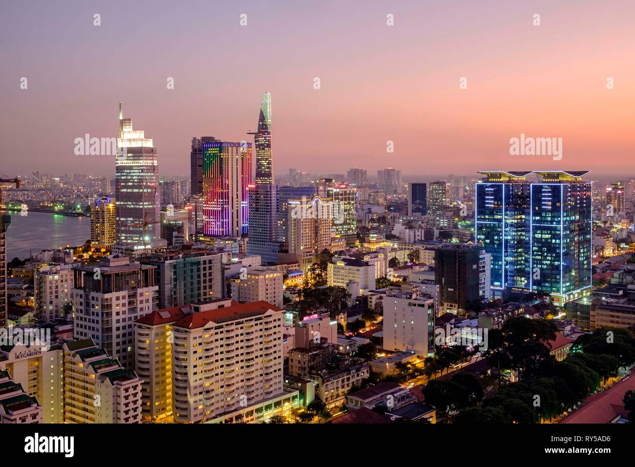 Vietnam, Ho Chi Minh City, district 1, the Financial Tower Stock Photo ...
