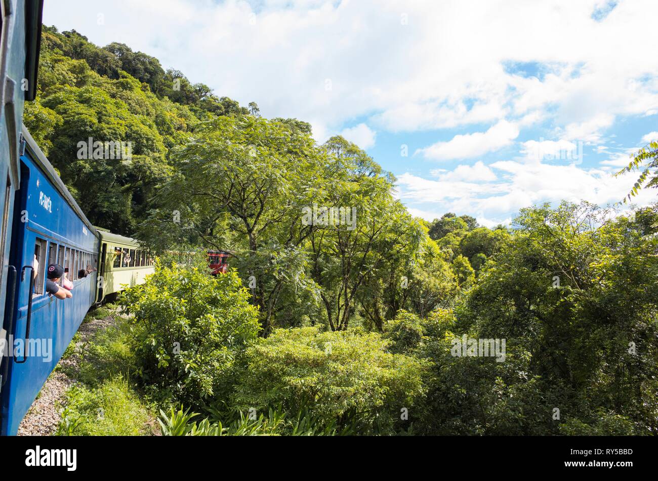 Brazil, Parana, Curitiba, the Serra Verde Express train to the port of ...