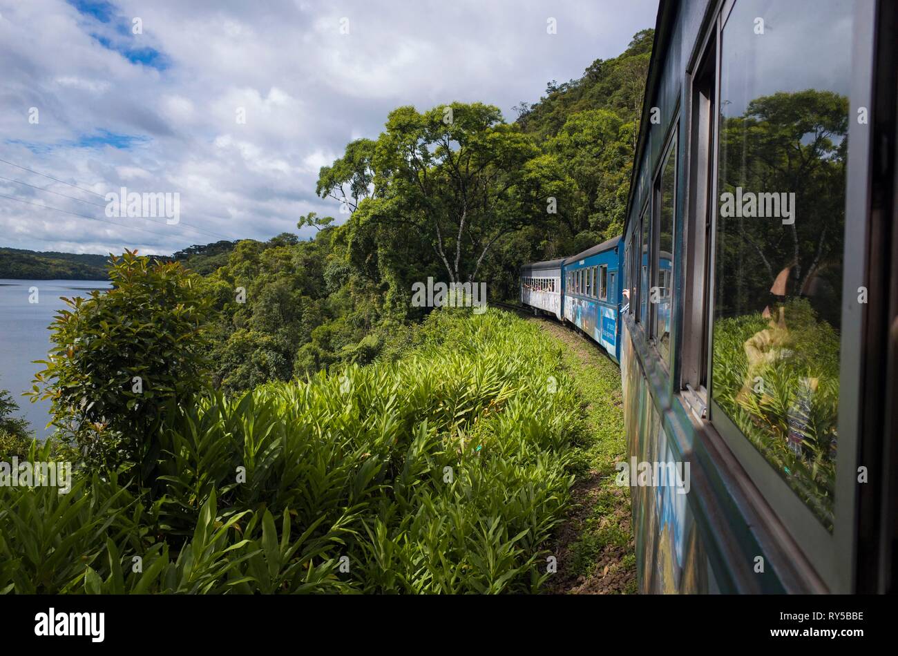 Brazil, Parana, Curitiba, the Serra Verde Express train to the port of ...