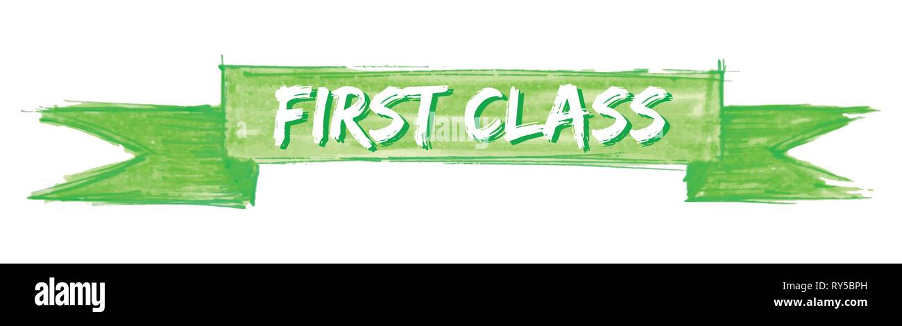 first class hand painted ribbon sign Stock Vector Image & Art - Alamy