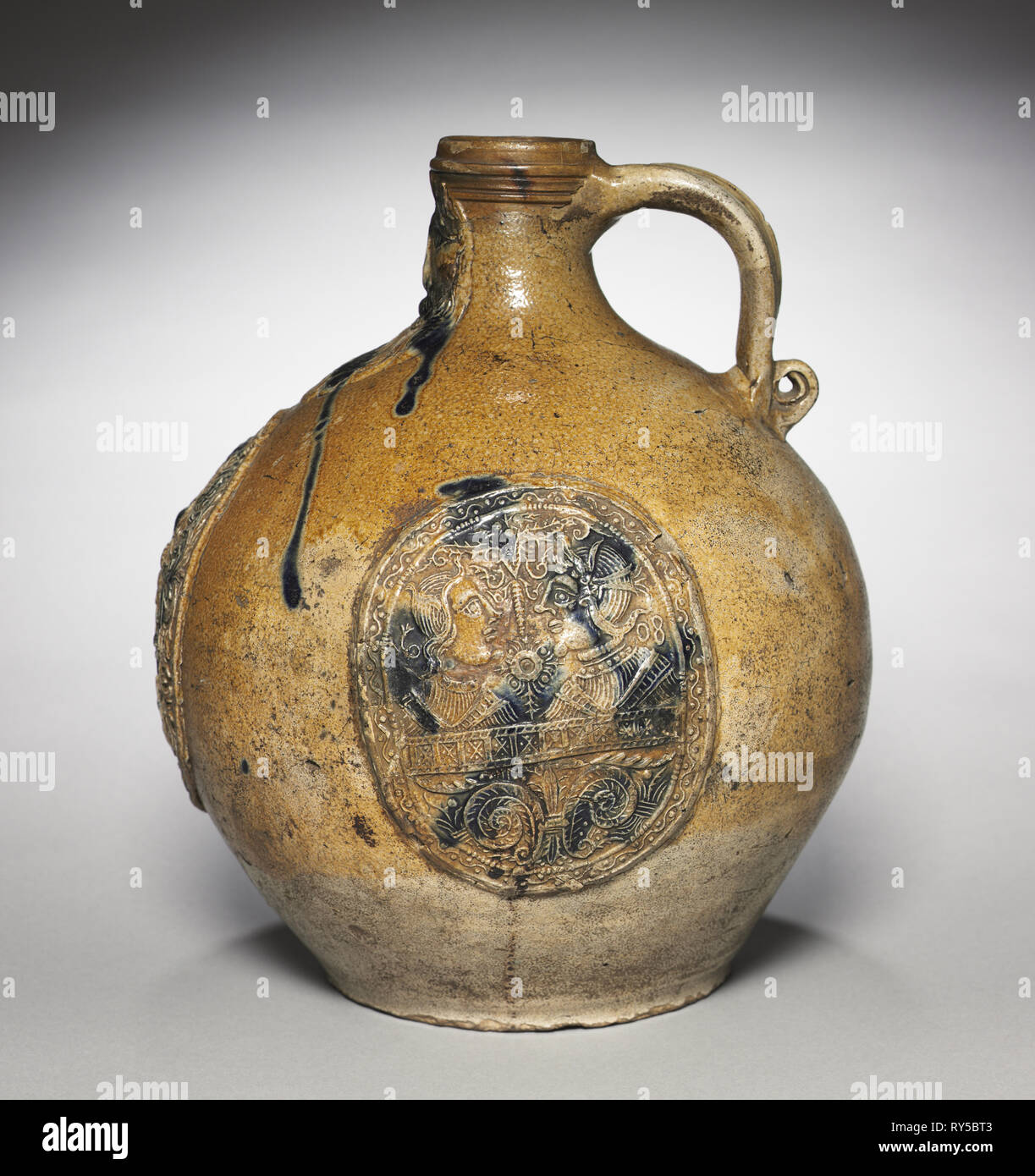 Large Jug, 1608. Germany, Frechen, 17th century. Salt-glazed stoneware ...