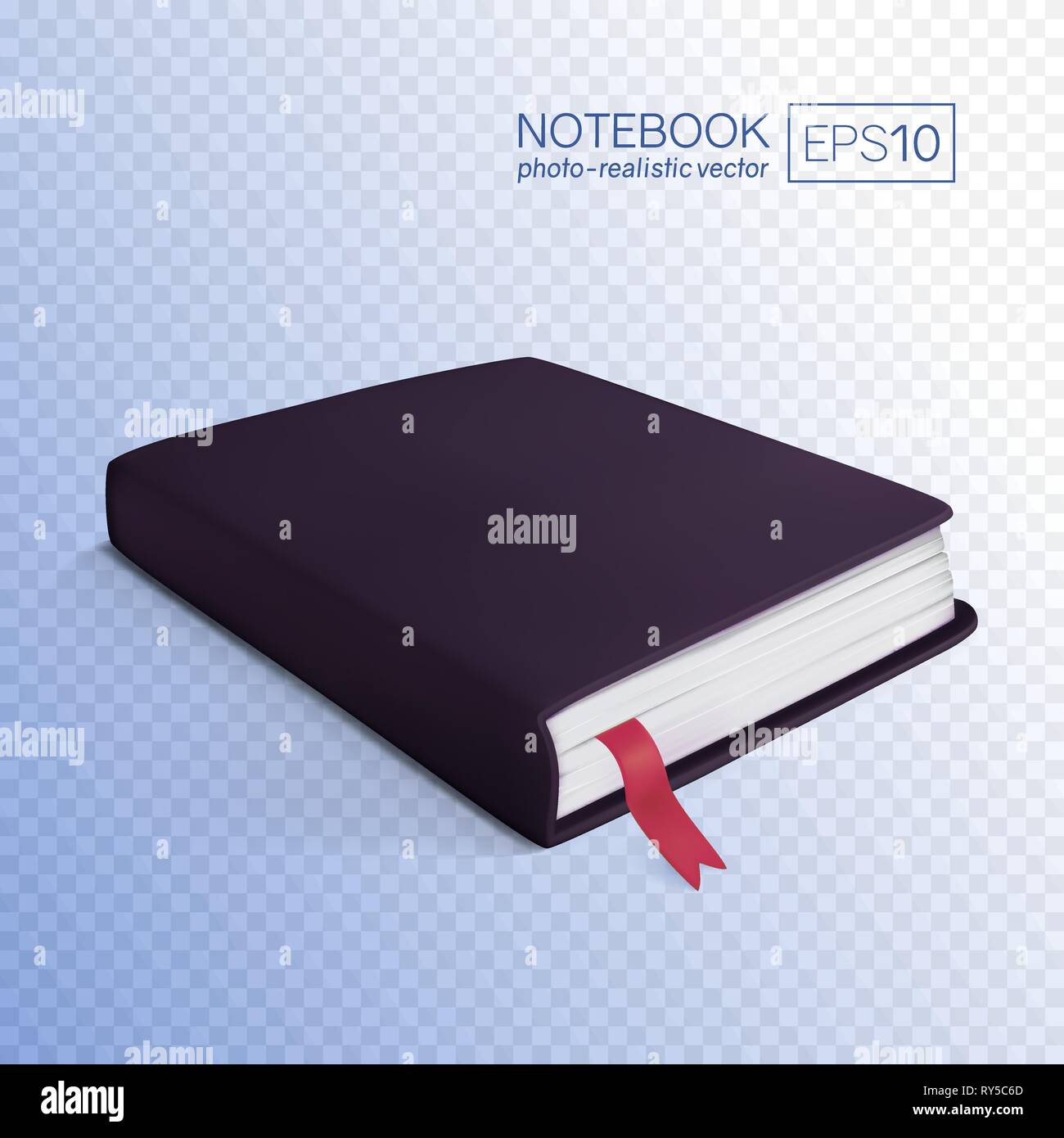 Realistic black book with bookmark. Vector illustration isolated on ...