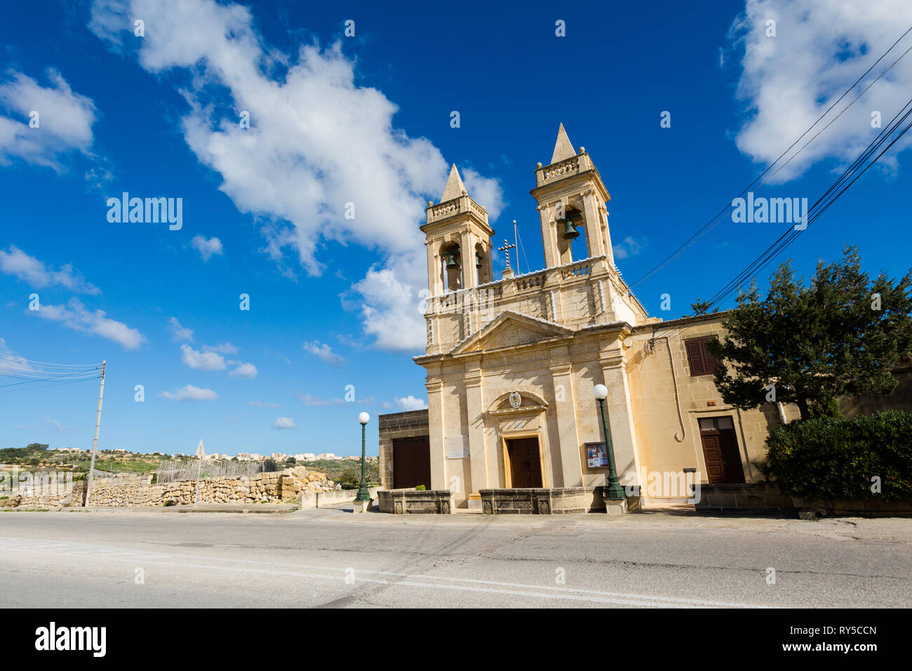 Sandstone cityscape of Gozo island. Historical architecture of Malta ...