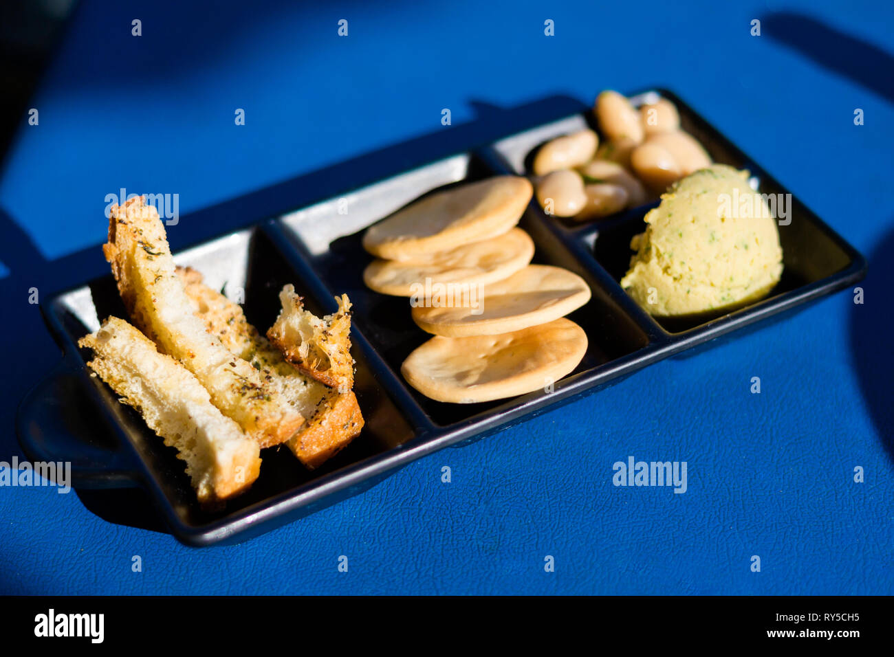 Traditional maltese appetizer platter set of eggplant pate,white beans ...