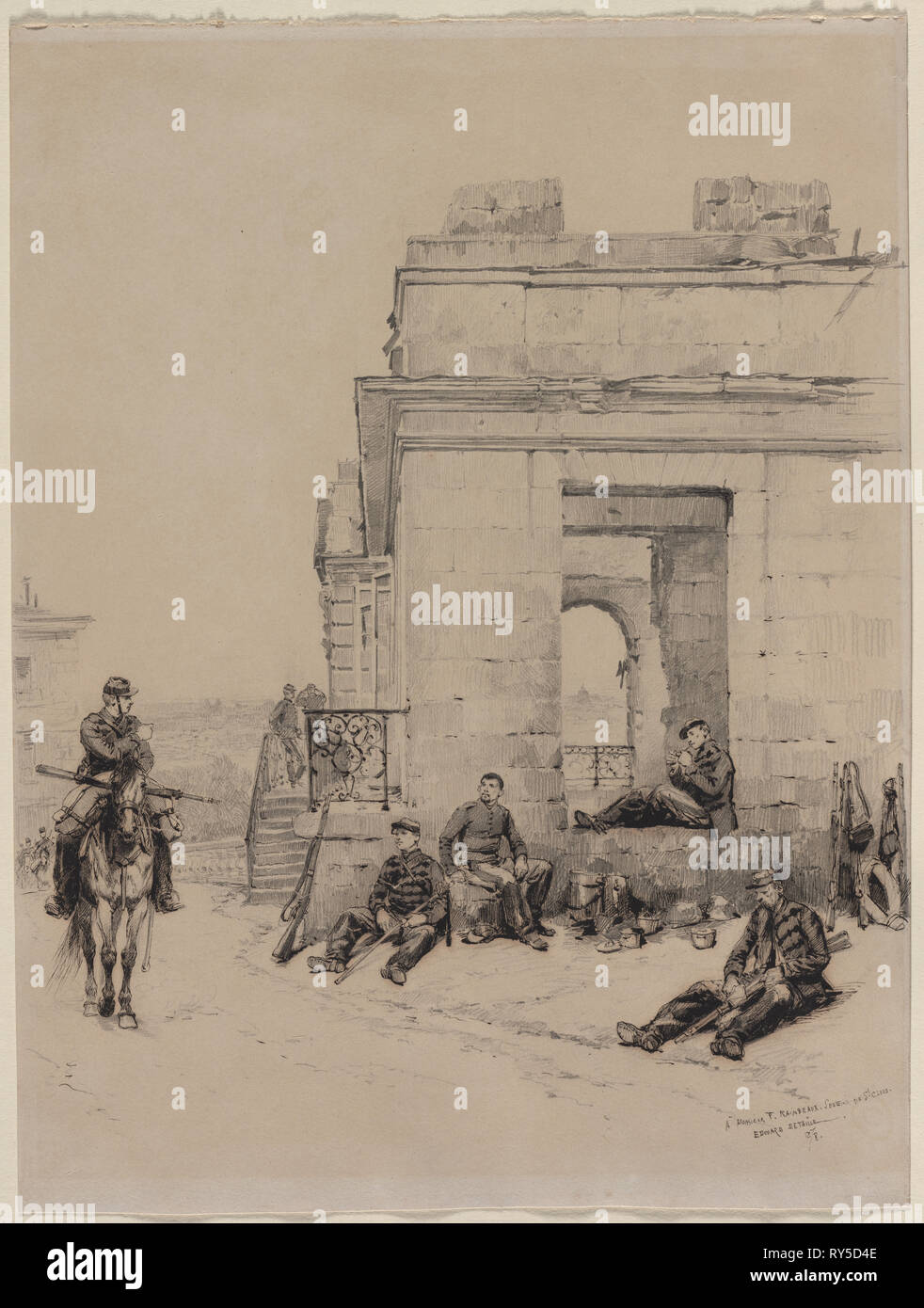 Soldiers Resting, 1878. Édouard Detaille (French, 1848-1912). Graphite ...