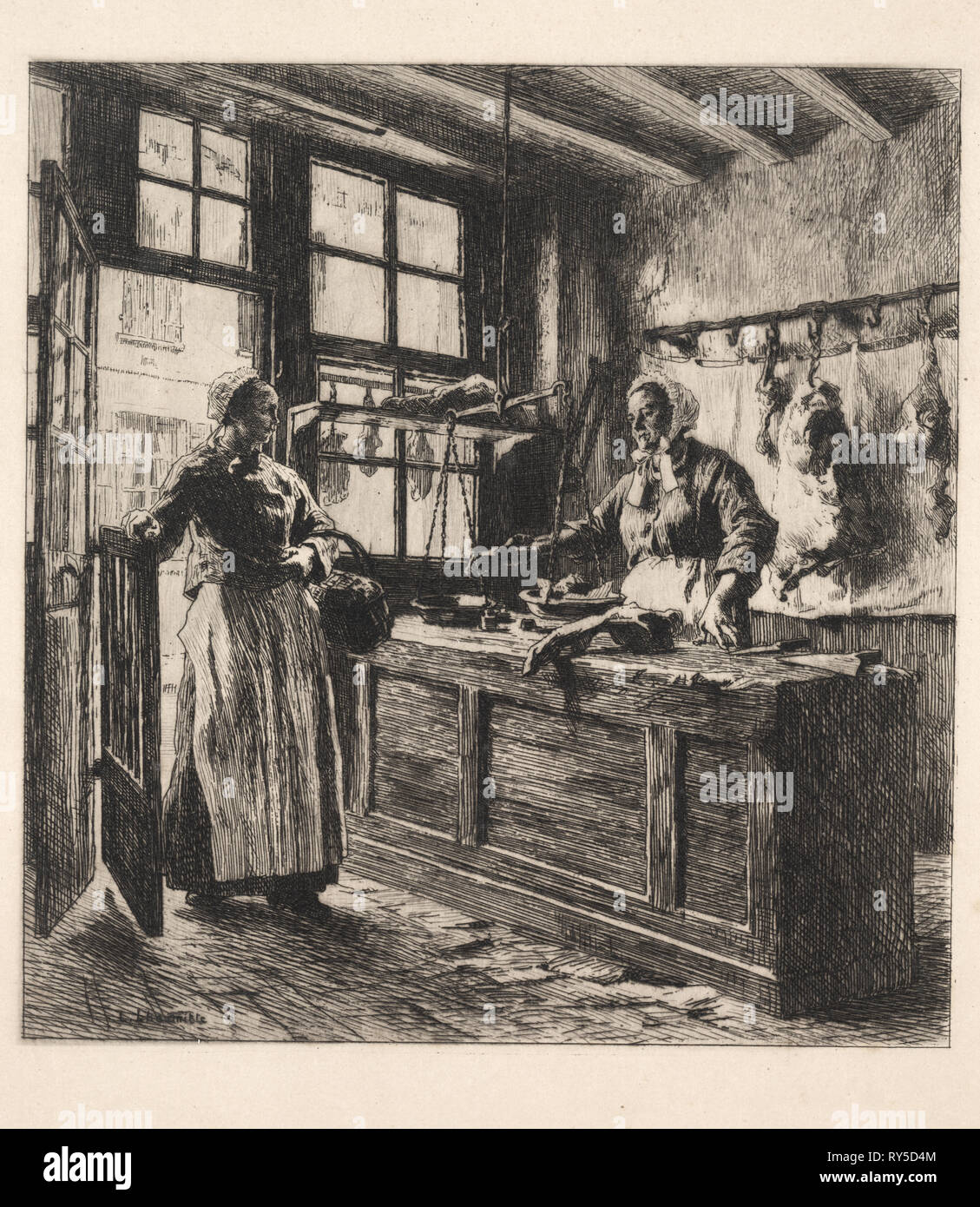Interior of a Butcher Shop. Léon Augustin Lhermitte (French, 1844-1925 ...
