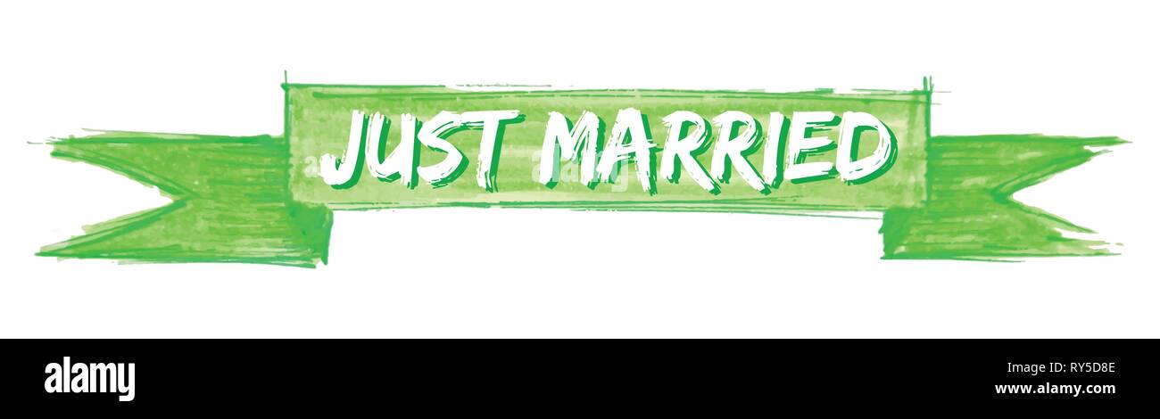 just married hand painted ribbon sign Stock Vector Image & Art - Alamy