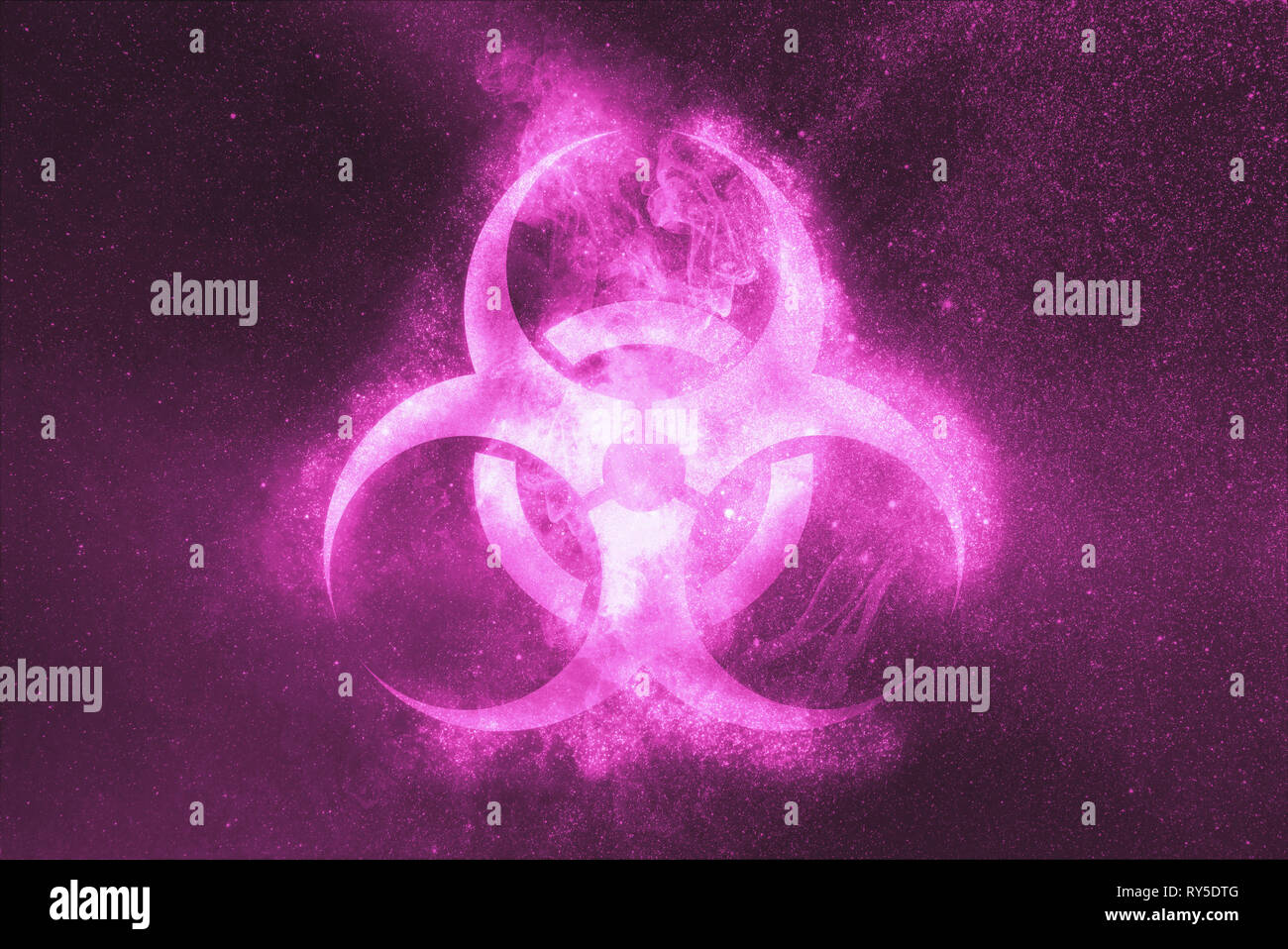 Biohazard symbol. Biohazard sign. Abstract night sky background Stock ...
