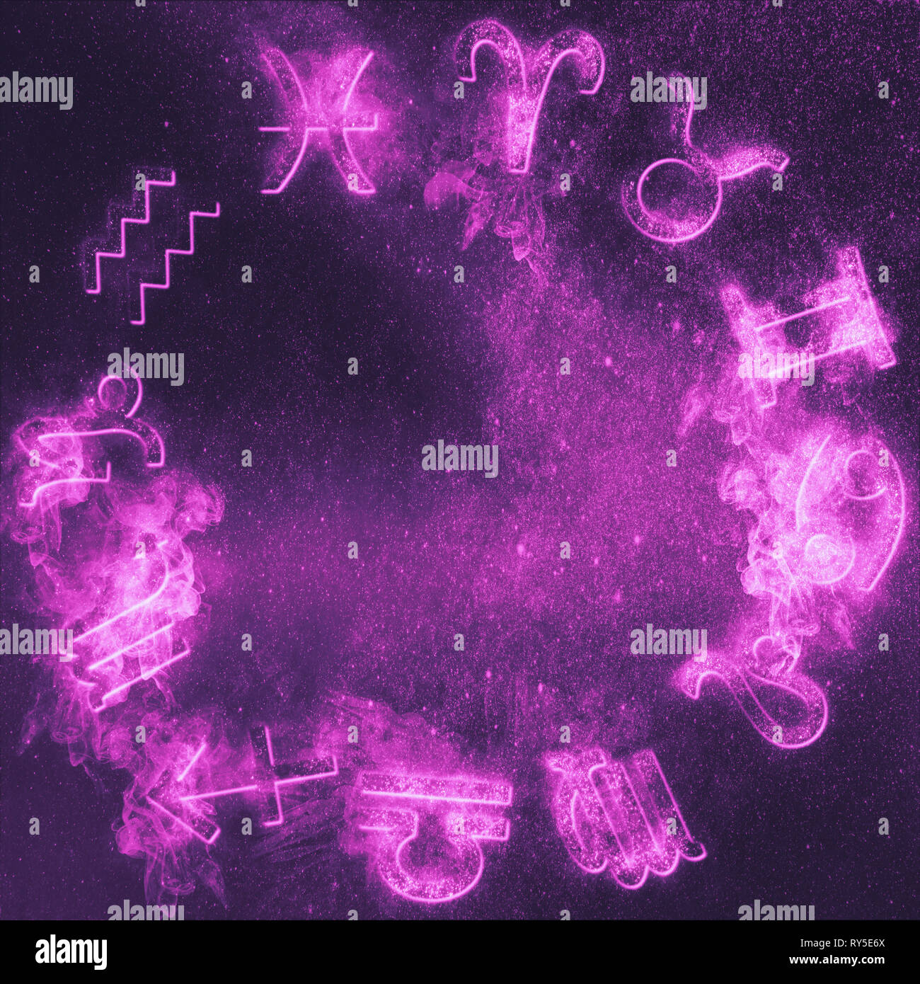 Astrological zodiac signs horoscope circle. Abstract night sky ...