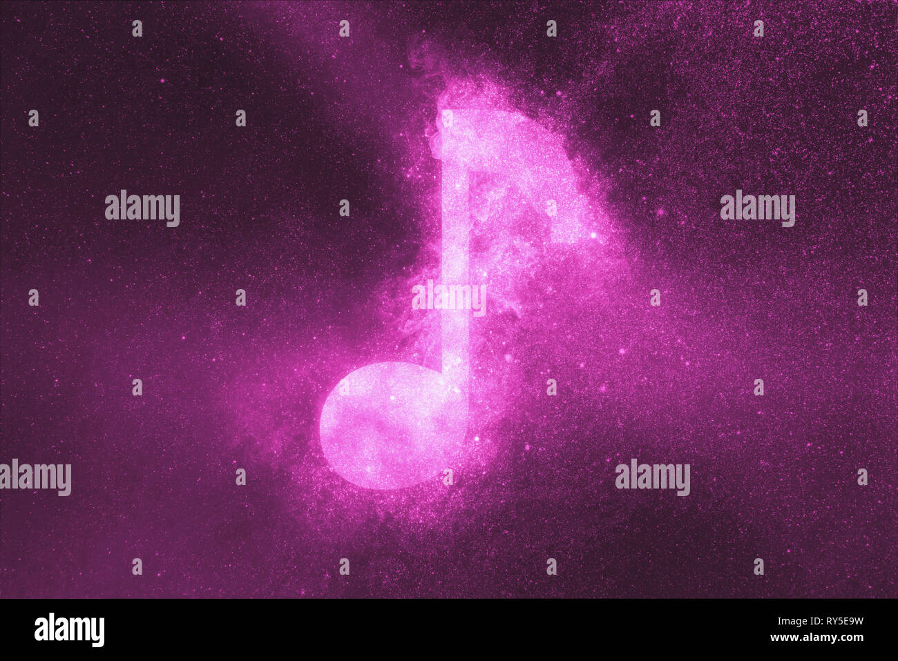 Music note sign, Music note symbol. Abstract night sky background Stock ...