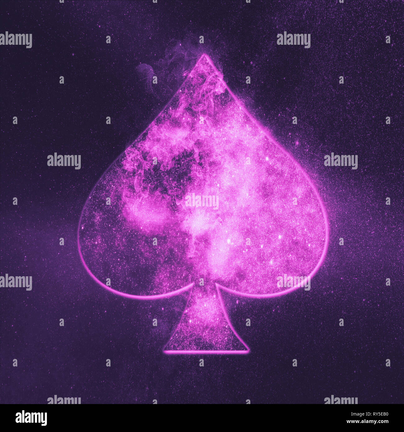 Spade symbol. Playing card. Abstract night sky background Stock Photo ...