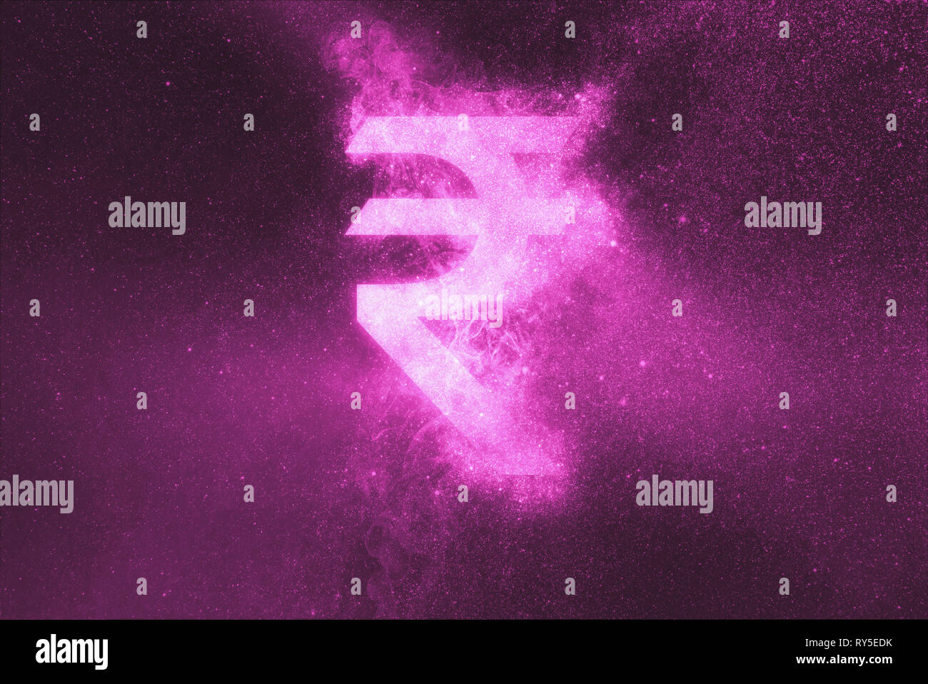 Indian Rupee sign, Indian Rupee symbol. Abstract night sky background ...