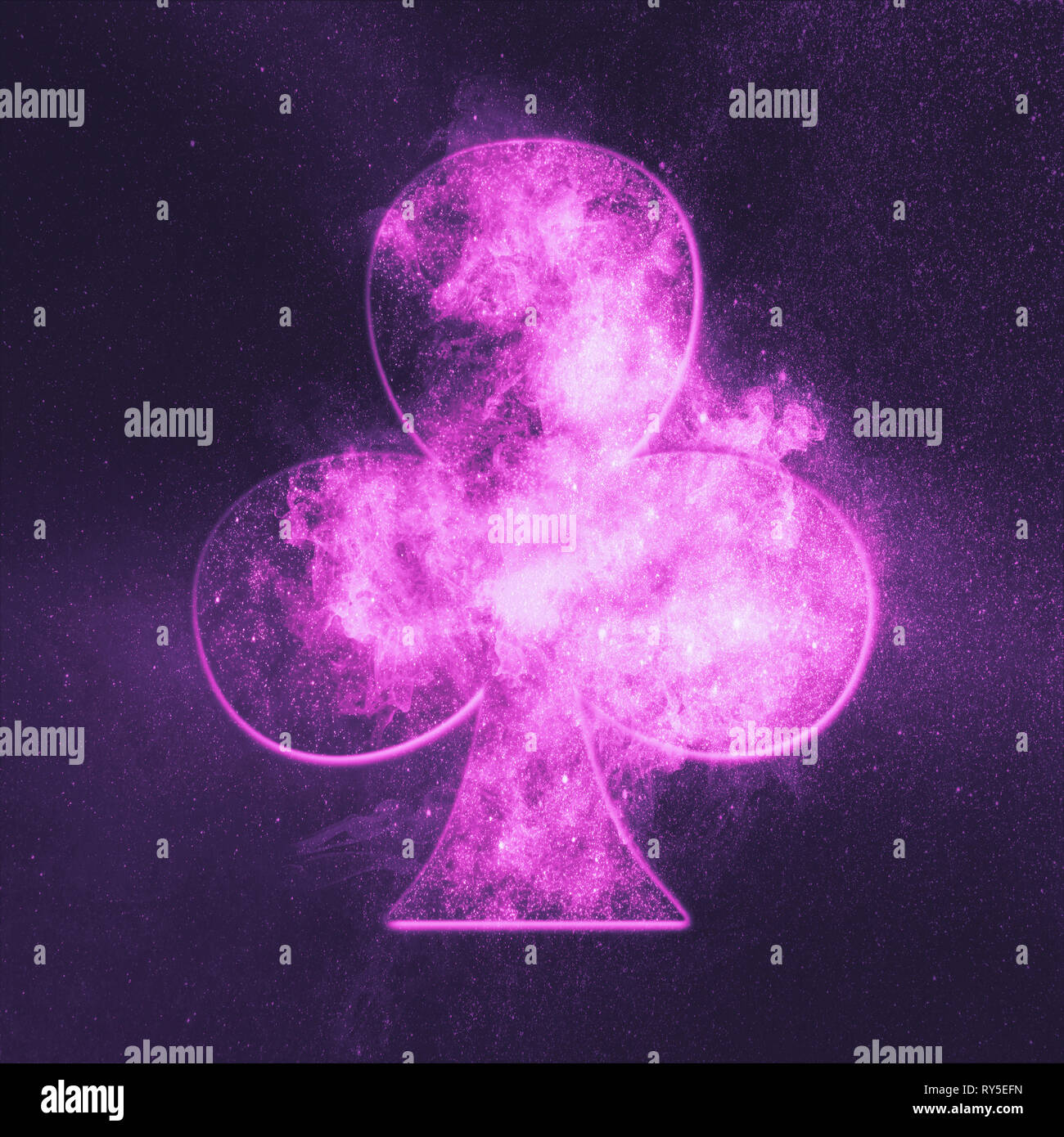 Clubs symbol. Playing card. Abstract night sky background Stock Photo ...