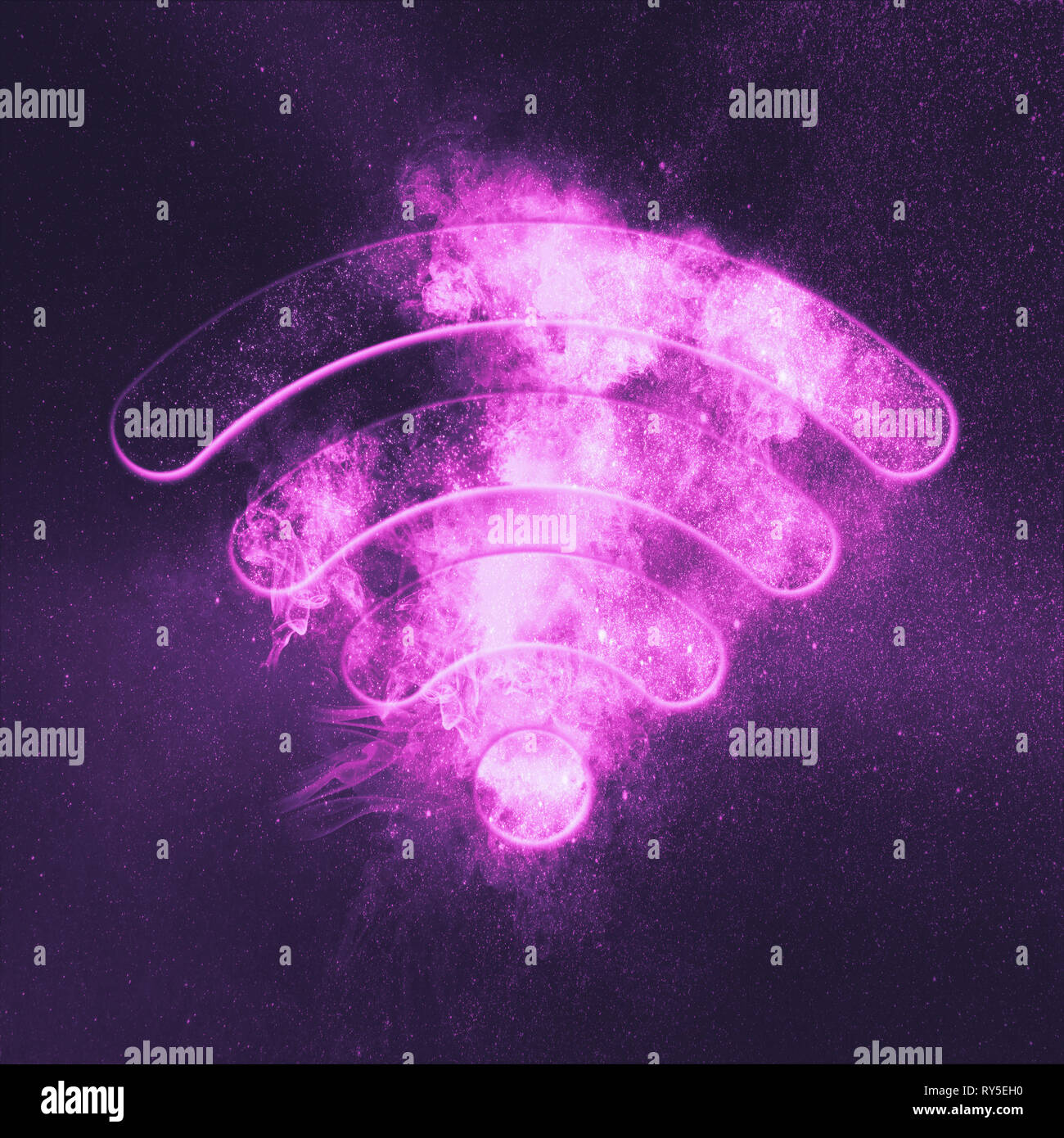 Wi Fi sign. Wi-Fi symbol. Abstract night sky background Stock Photo - Alamy