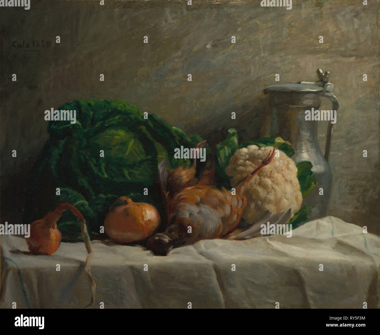 Still Life with Vegetables, Partridge, and a Jug, 1858. Adolphe-Félix ...