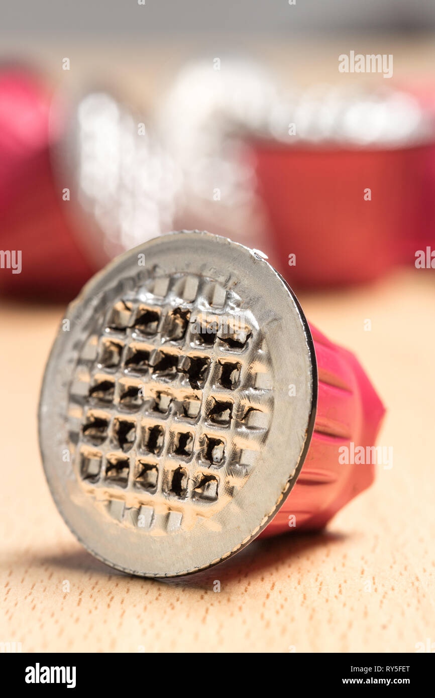 used coffee capsules waste Stock Photo - Alamy