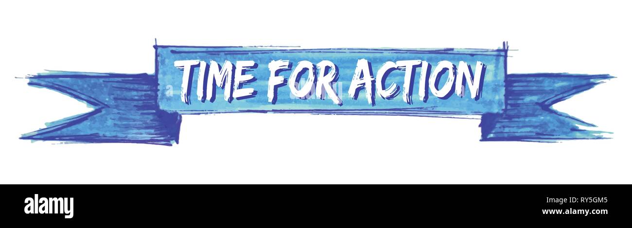 Time action ribbon label hi-res stock photography and images - Alamy