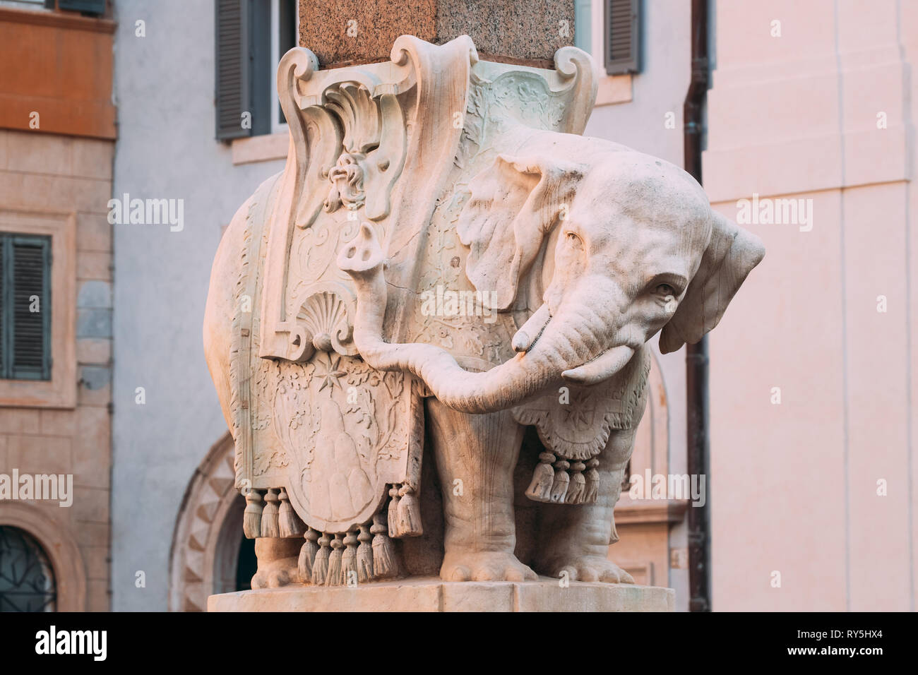Rome, Italy. Elephant And Obelisk At Piazza Della Minerva Stock Photo ...