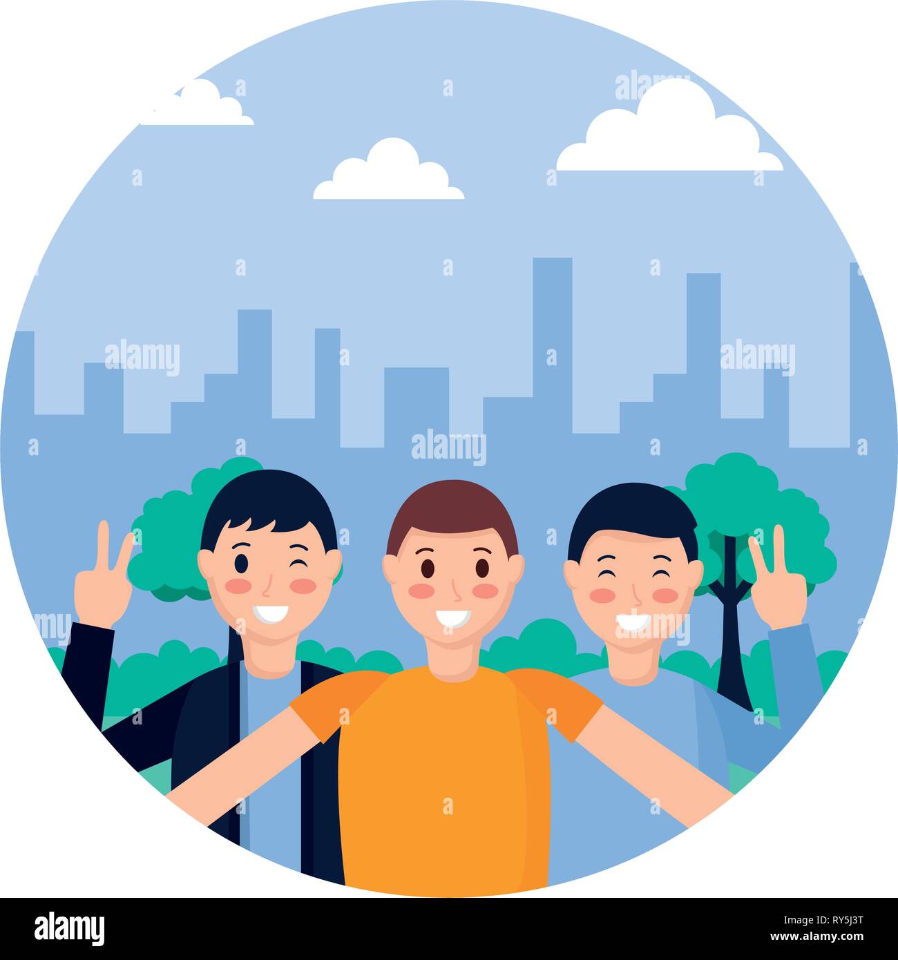 Studio portrait three young men Stock Vector Images - Alamy