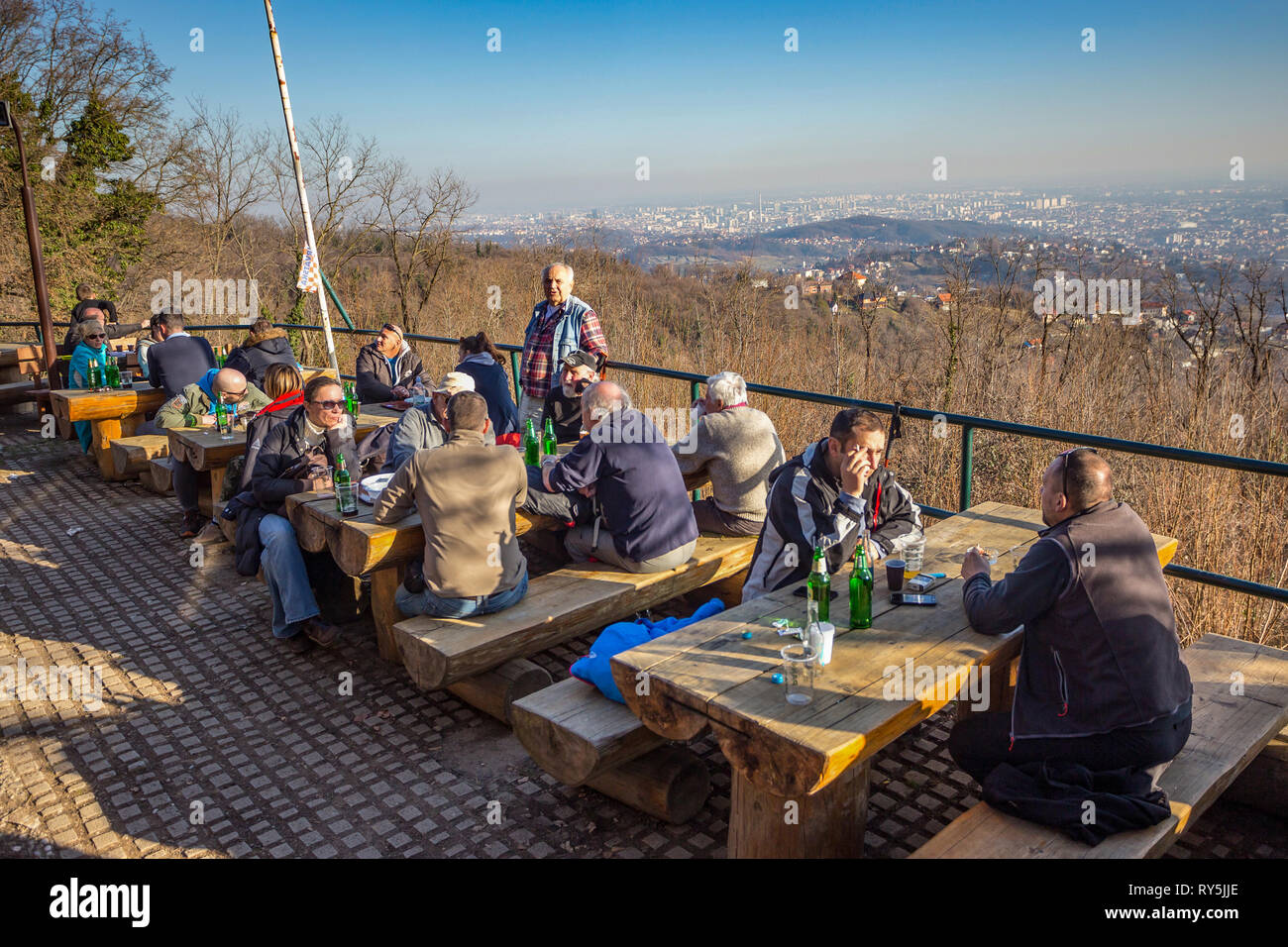 Zagreb, Croatia - February 17, 2019 : A large group of people sitting ...