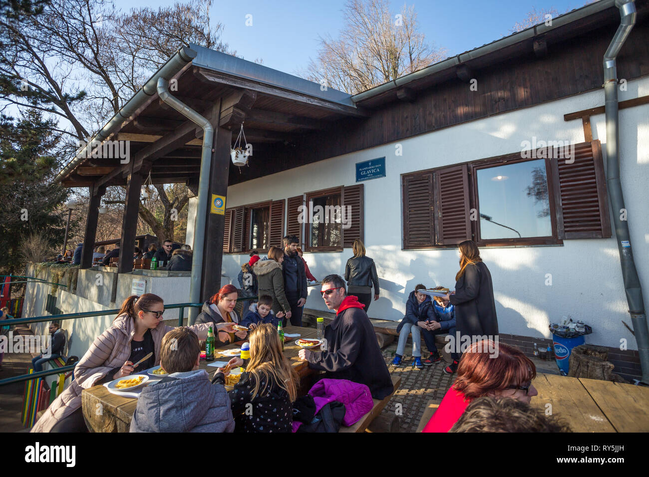 Zagreb, Croatia - February 17, 2019 : A large group of people sitting ...