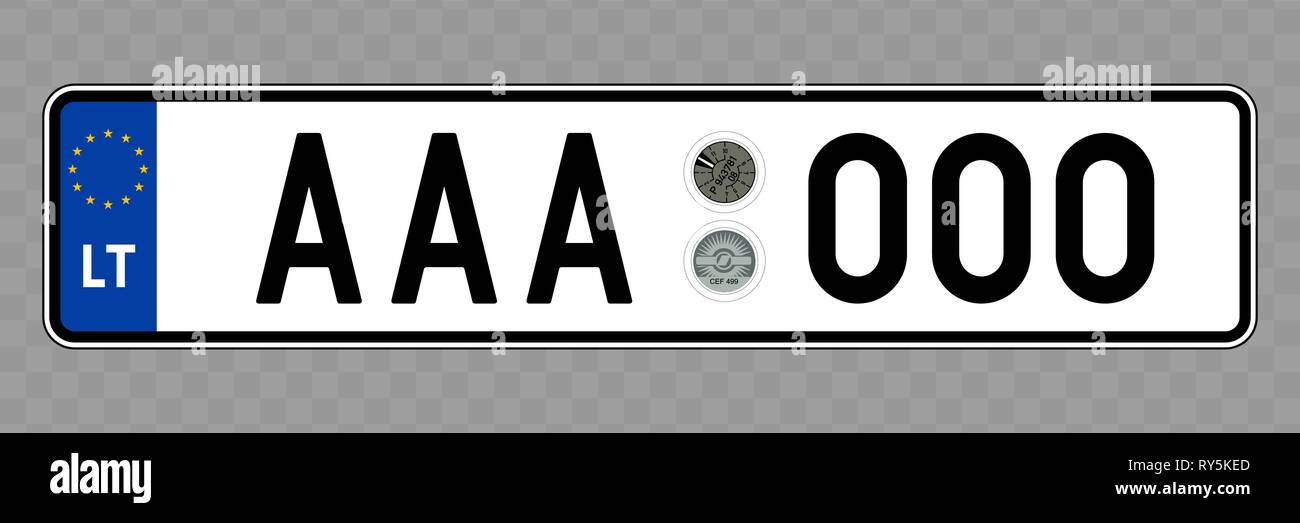 Number plate. Vehicle registration plates of Lithuania Stock Vector ...