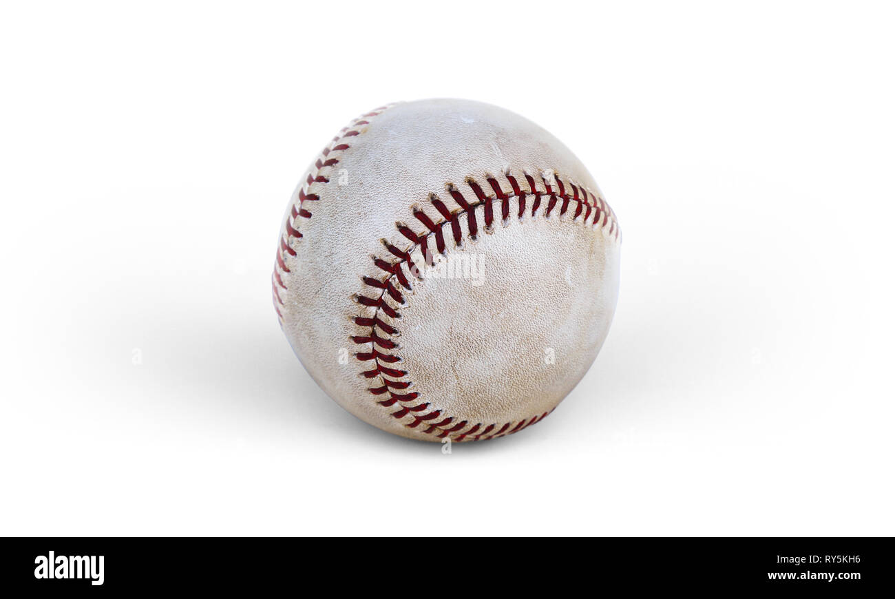 Dirty Baseball Isolated on White Background with Shadow Stock Photo - Alamy