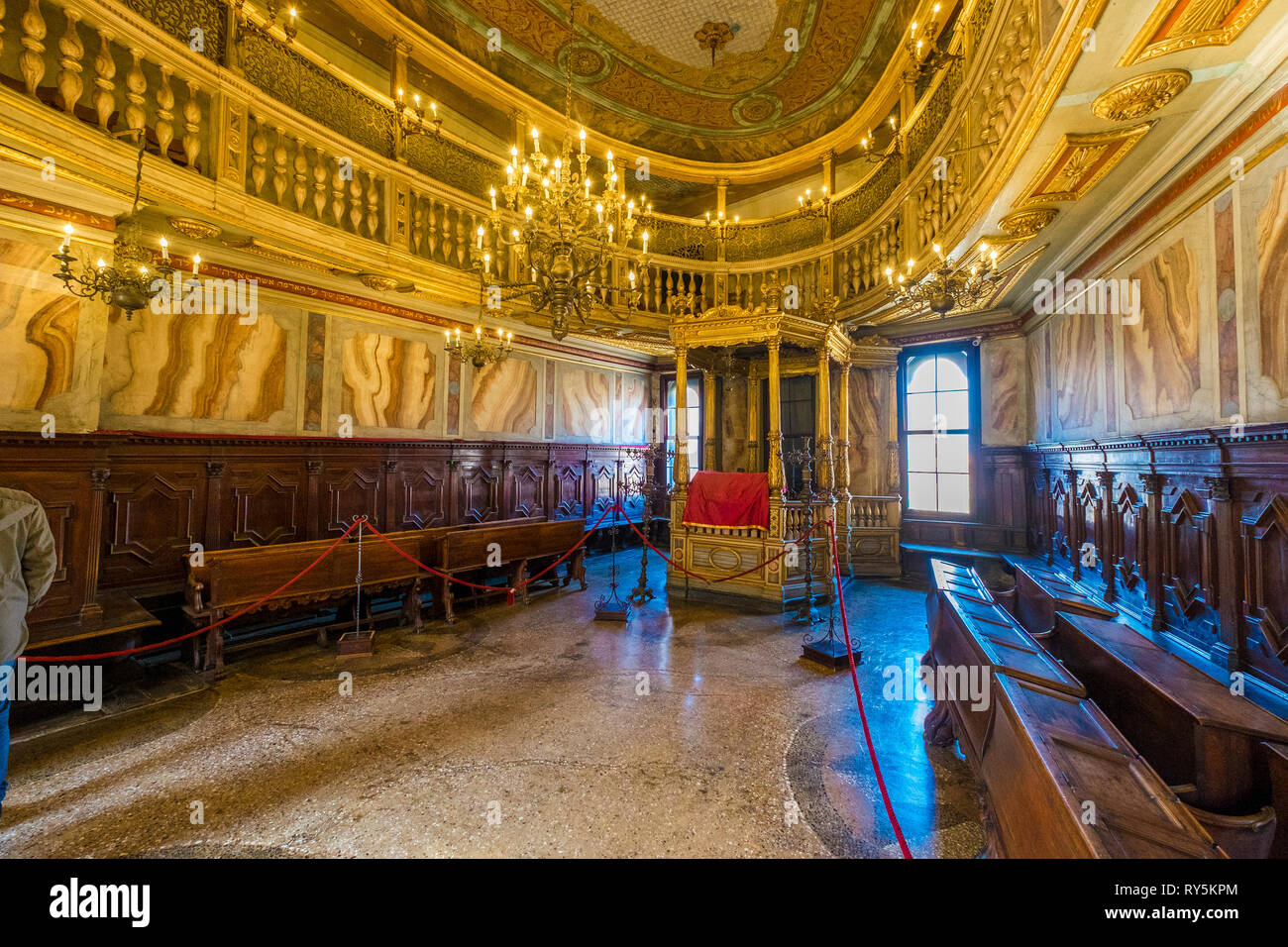 The oval interior of the Great German Synagogue in Venice, Italy Stock ...