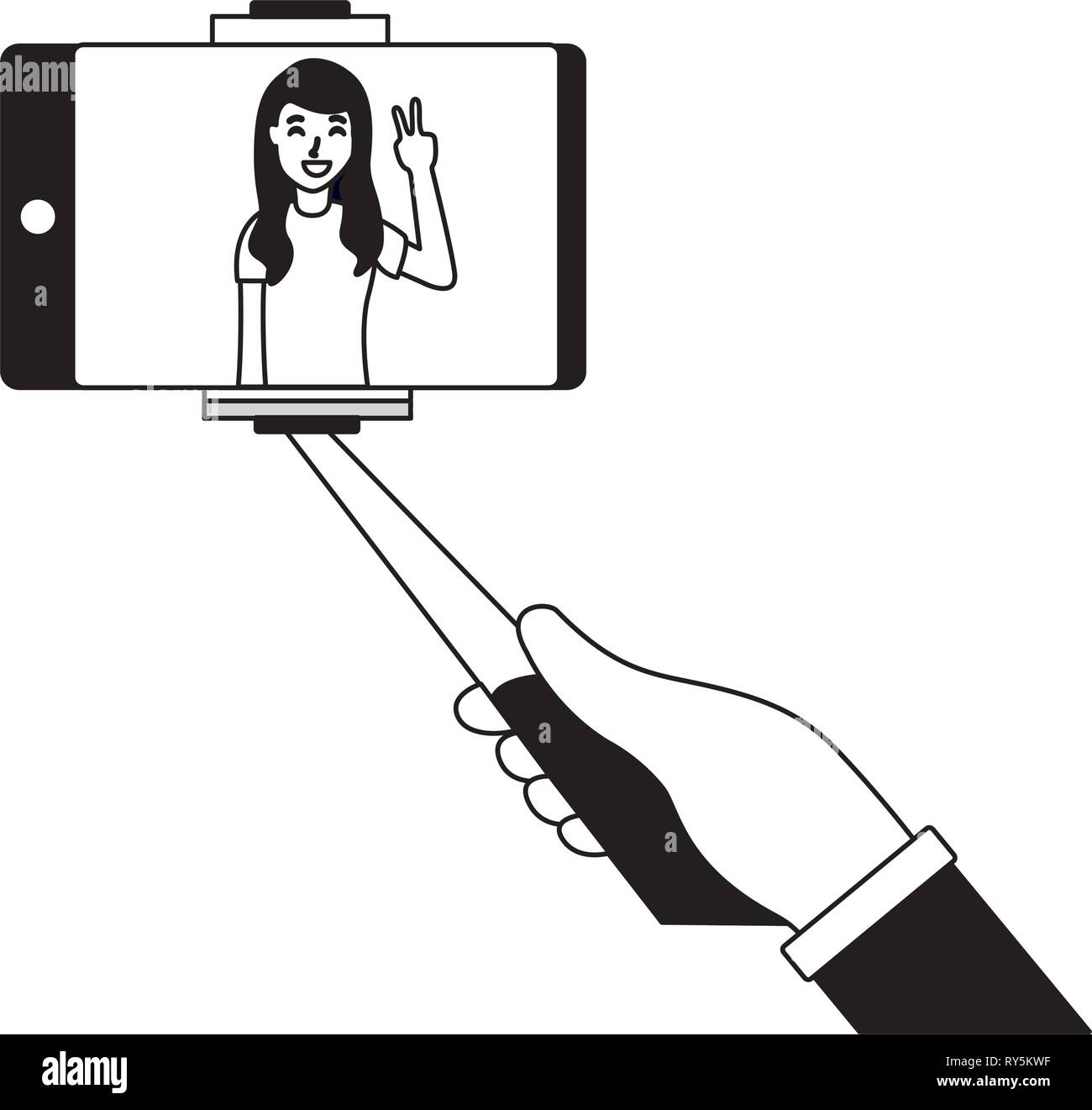 Holding selfie stick Stock Vector Images - Alamy
