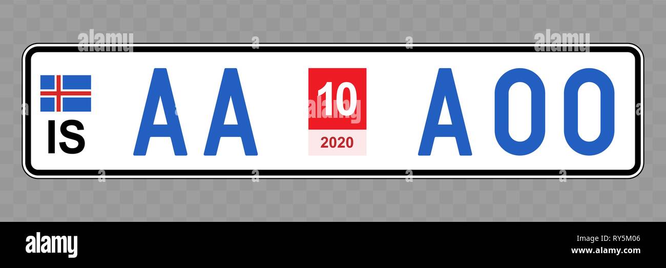 Number plate. Vehicle registration plates of Iceland Stock Vector Image ...