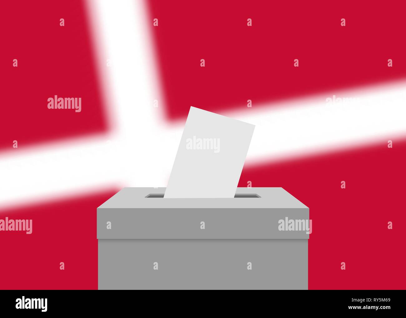 Denmark election banner background. Ballot Box with blurred flag Stock ...