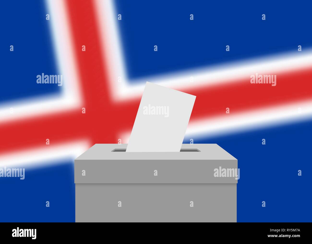 Iceland election banner background. Ballot Box with blurred flag Stock ...
