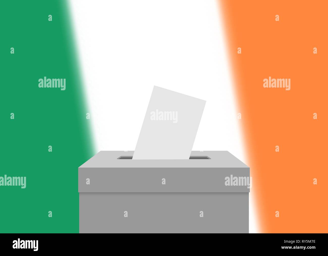 Ireland election banner background. Ballot Box with blurred flag Stock ...