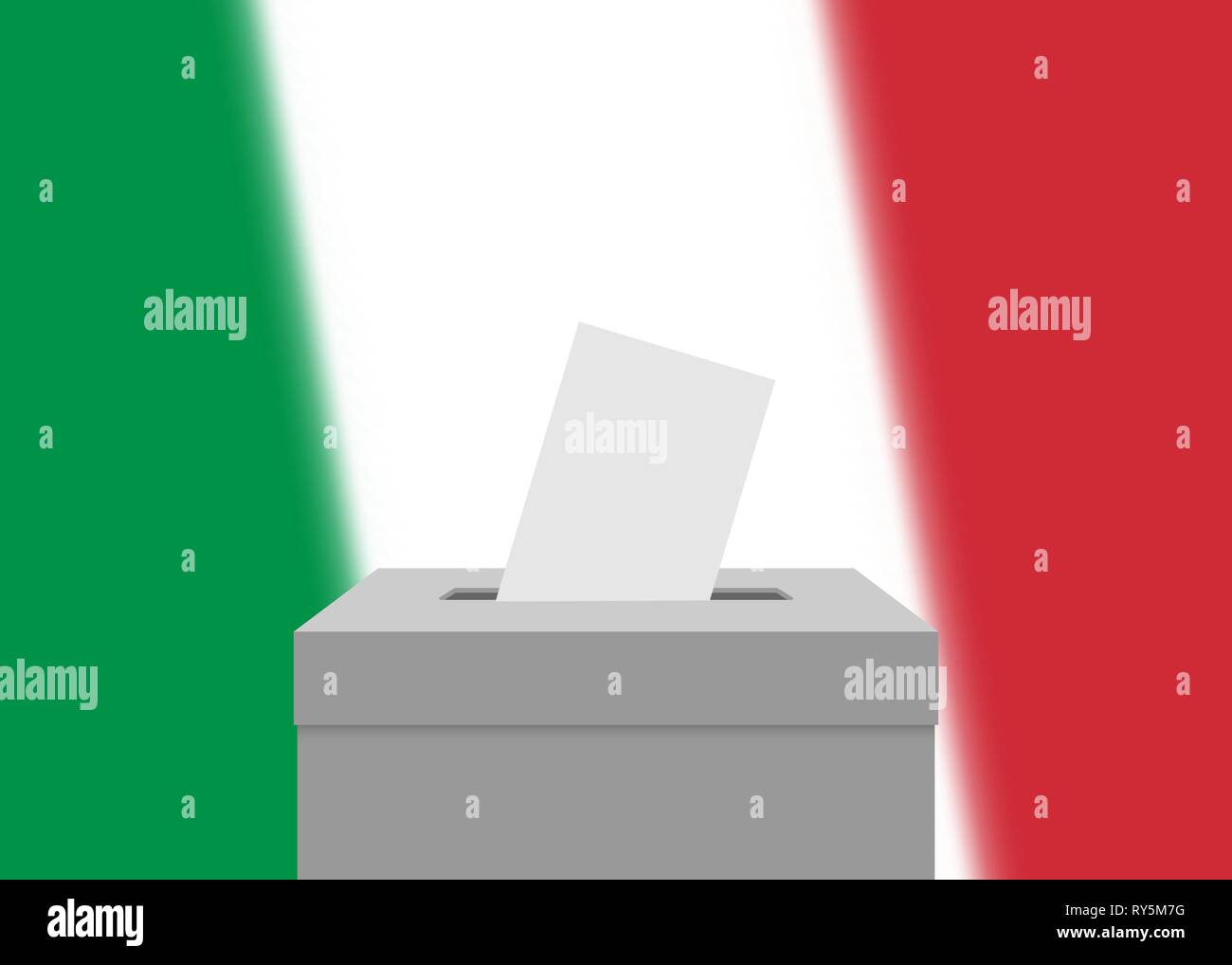 Italy election banner background. Ballot Box with blurred flag Stock ...