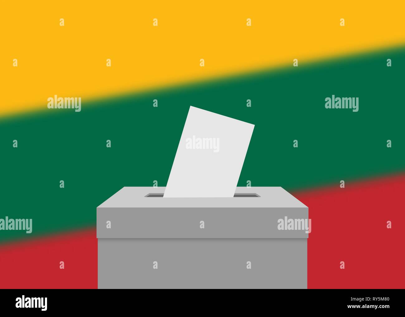 Lithuania election banner background. Ballot Box with blurred flag ...