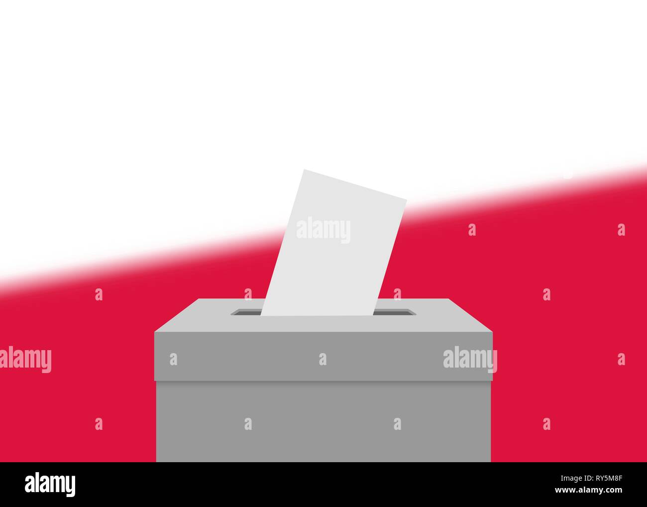 Poland election banner background. Ballot Box with blurred flag Stock ...