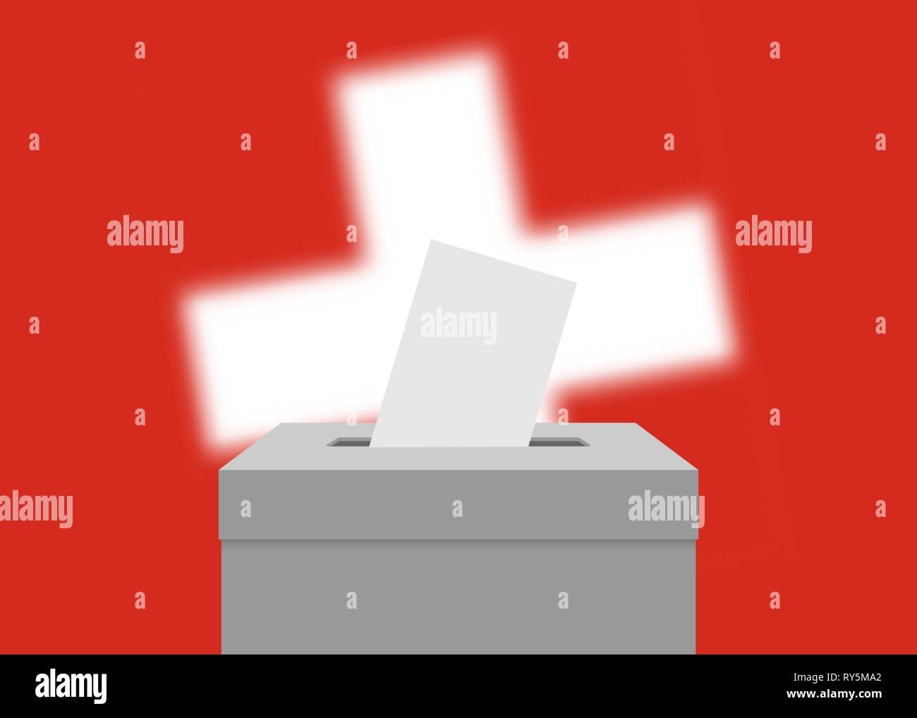 Switzerland election banner background. Ballot Box with blurred flag ...