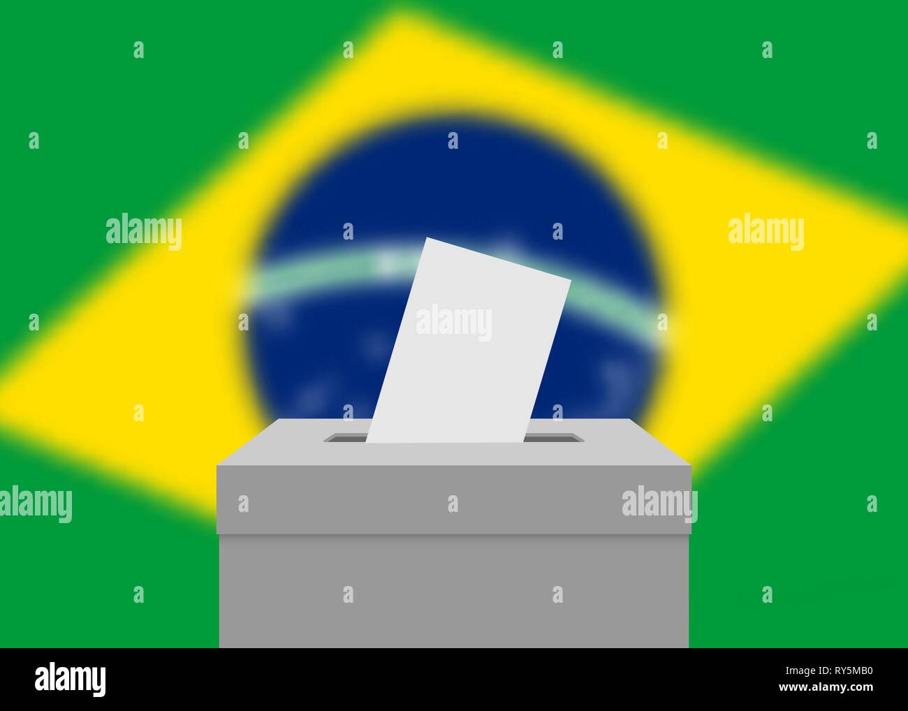 Brazil election banner background. Ballot Box with blurred flag Stock ...
